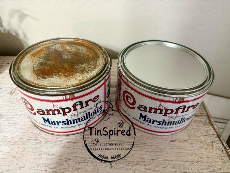 Campfire Marshmallow Tin Duo – Vintage Reproduction Tin Set – Americana ...