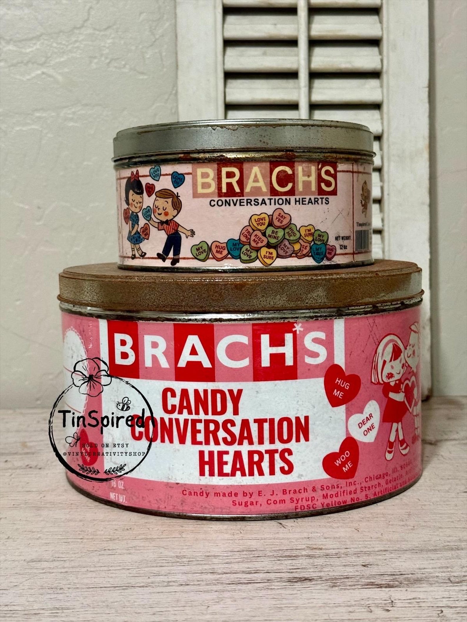 Vintage Inspired Conversation Hearts Tin Set – Decorative Metal ...