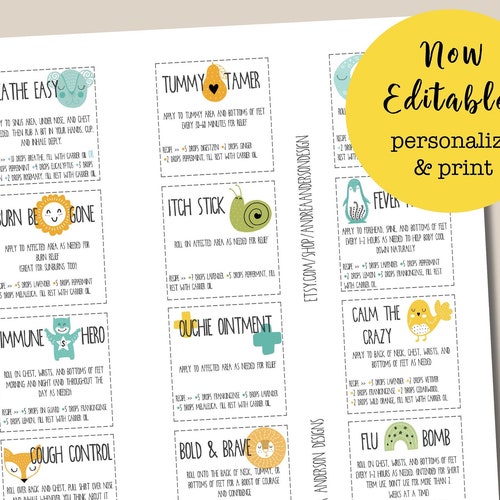 DOTERRA Kids Printable Blends Roller Bottle Labels Doterra - Etsy