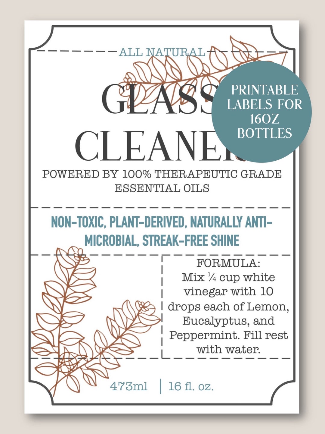 Glass Cleaner Essential Oil Label, Doterra Label, YL Label, Essential ...
