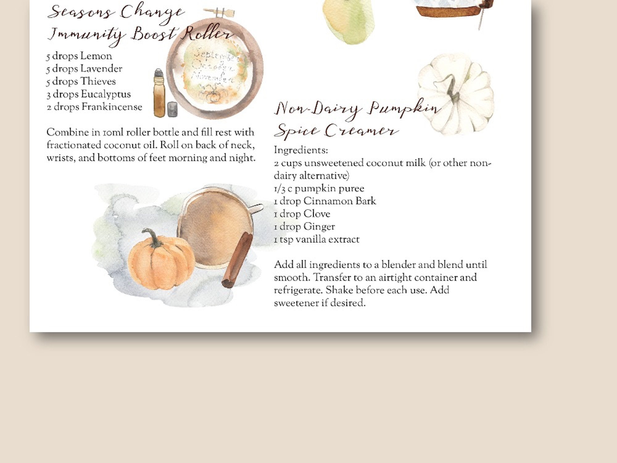 PRINTABLE YOUNG LIVING Fall Watercolor Postcard Essential Oil - Etsy