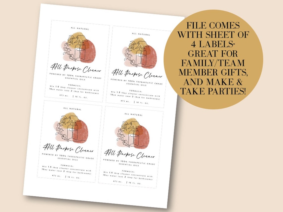 PRINTABLE DOTERRA All Purpose Cleaner Essential Oil Label 4x3 - Etsy