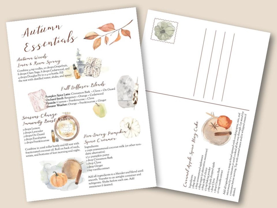 PRINTABLE Doterra Fall Wellness Watercolor Postcard,essential Oil ...