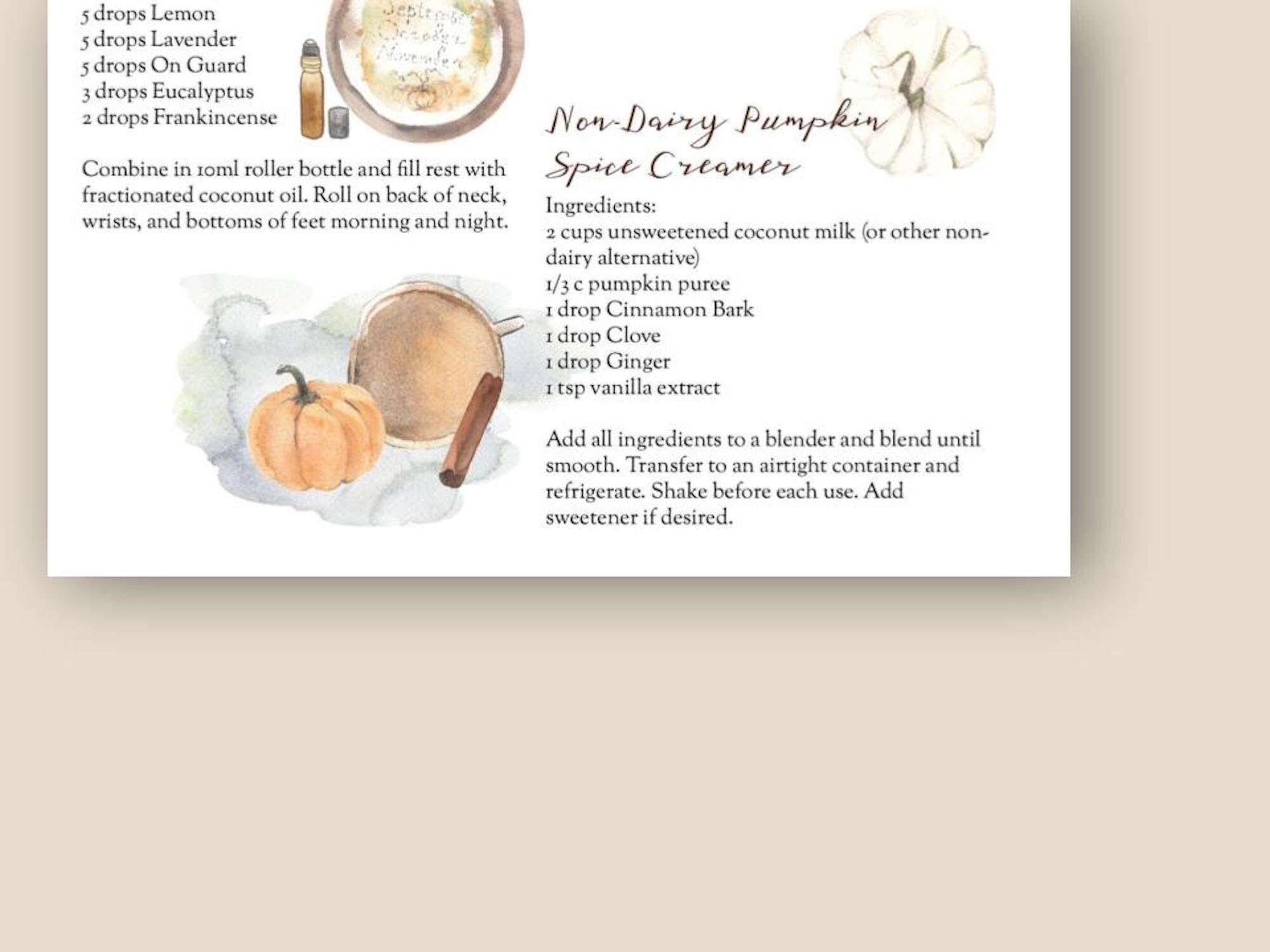 PRINTABLE Doterra Fall Wellness Watercolor Postcard,essential Oil ...
