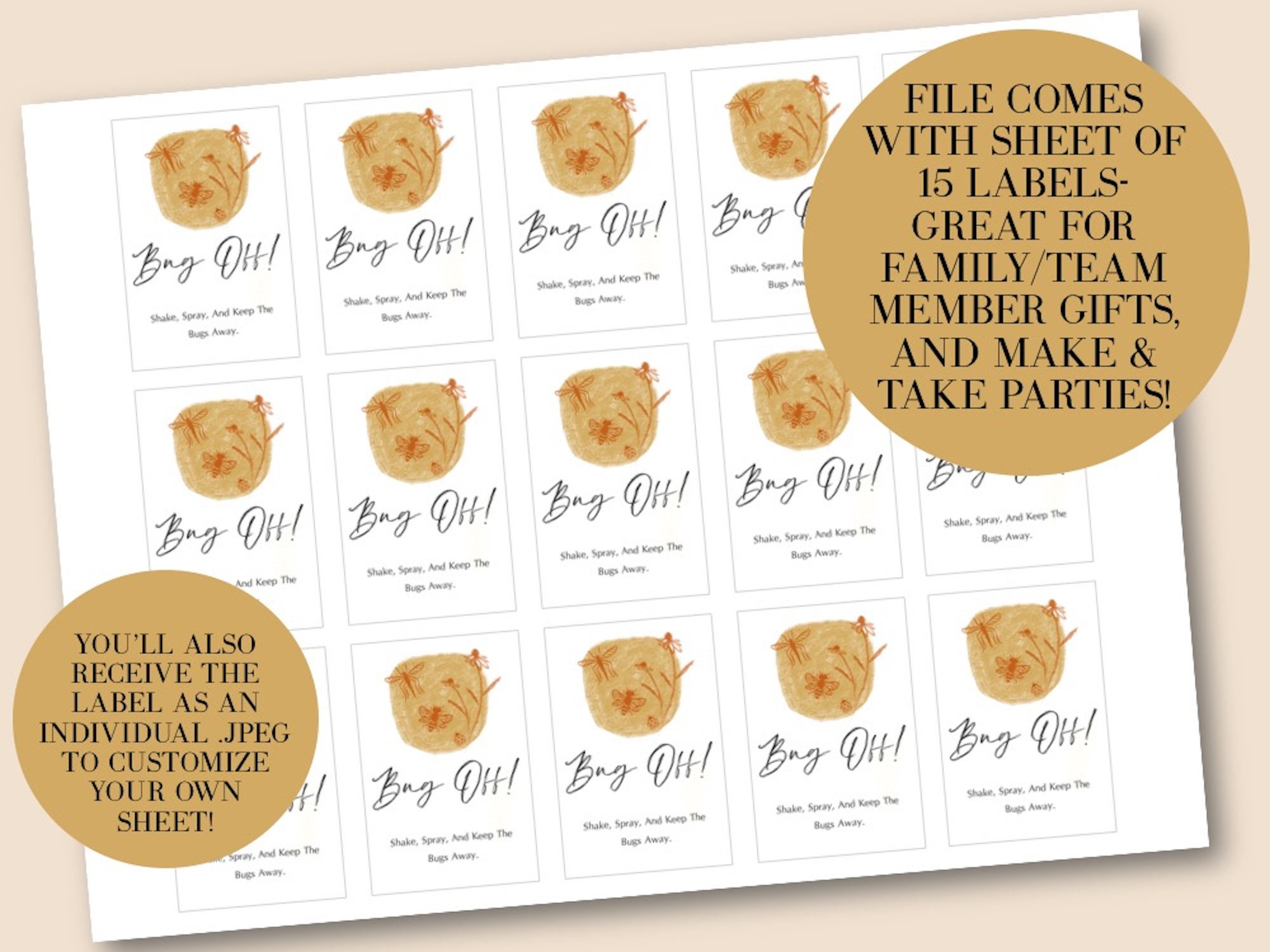 PRINTABLE Bug Spray Essential Oil Spray Bottle Labels, Doterra Label ...