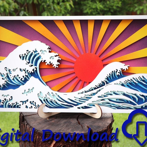 Great Wave Layered SVG Cut File for Cricut Glowforge Laser. - Etsy