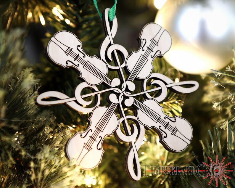 Treble Clef Violin Ornament, Fiddle, Musical Snowflake Ornament, SVG ...