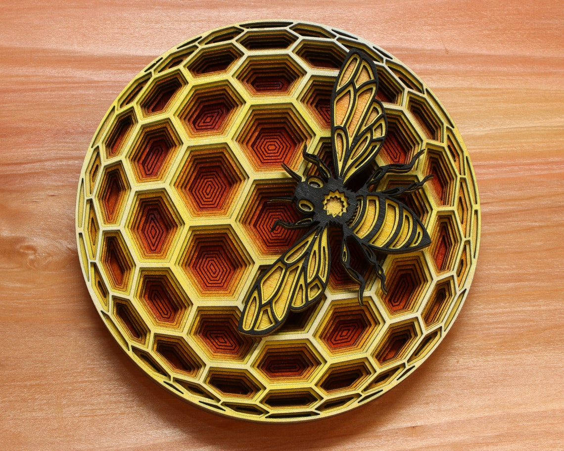 Abeja y Panal SVG DXF Archivo de Corte | Etsy