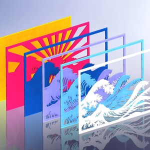 Great Wave Layered SVG, Cut File for Cricut, Glowforge, Laser. - Etsy