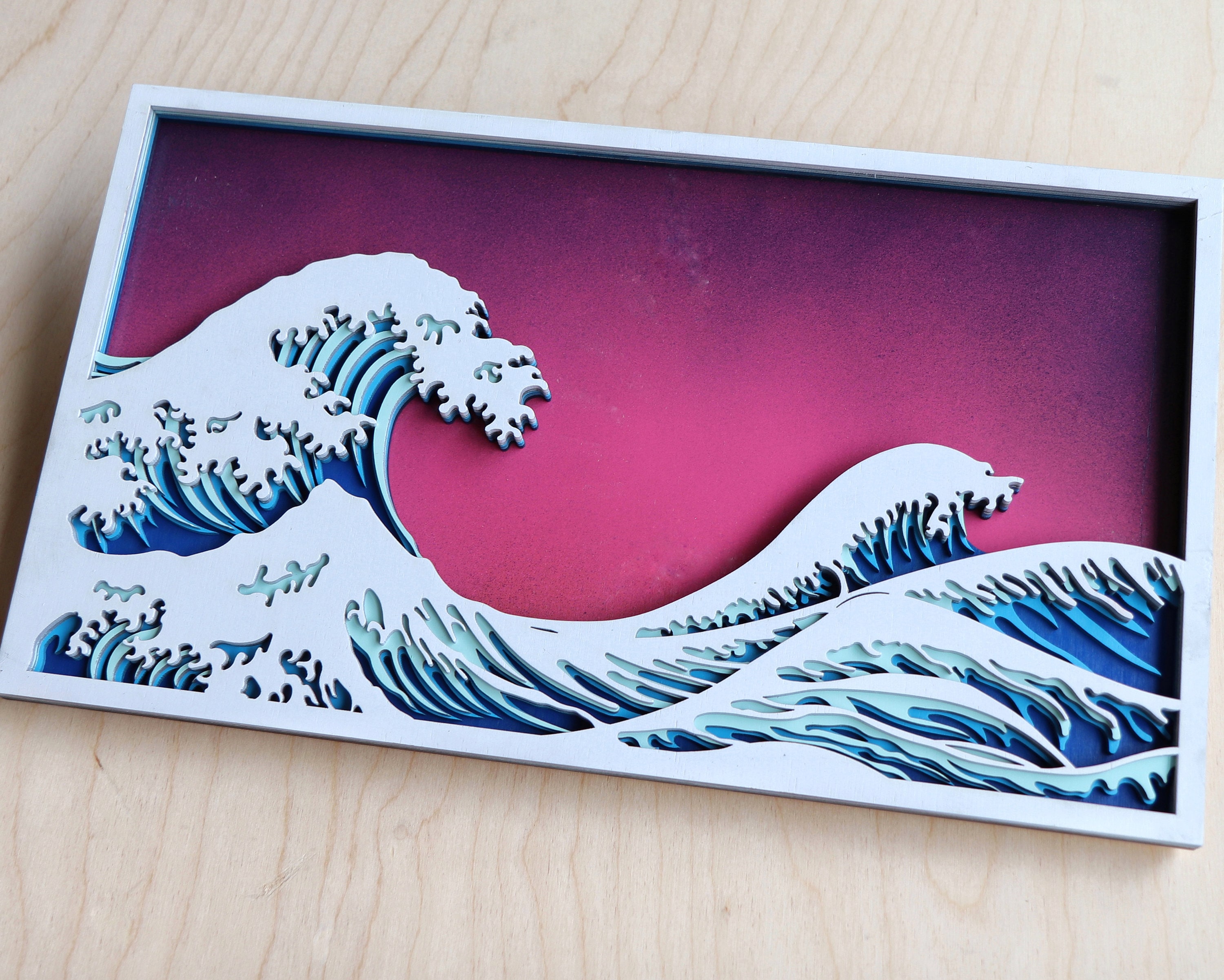 Great Wave Layered SVG, Cut File for Cricut, Glowforge, Laser. - Etsy ...