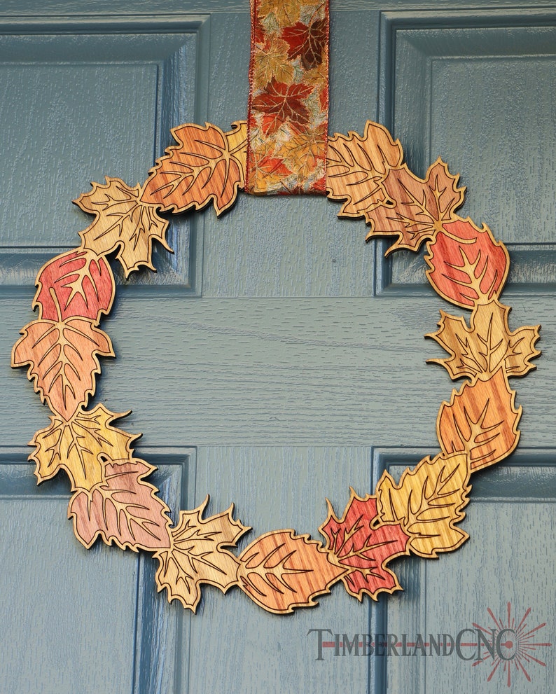 Fall Leaf Wreath SVG Laser Cutting File | Etsy