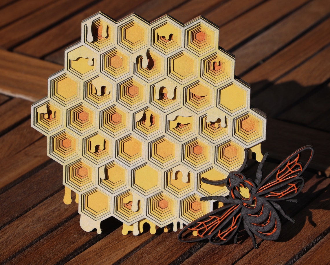 Bee and Honeycomb Dripping With Honey SVG DXF Cutting File - Etsy
