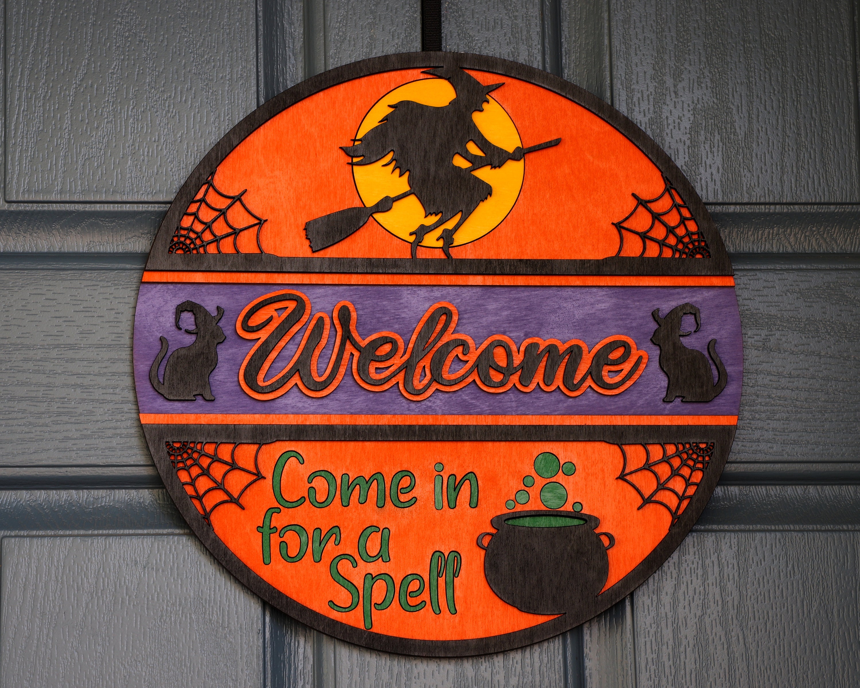 Round Welcome Sign, Halloween, Witch, SVG, Laser Cutting File - Etsy
