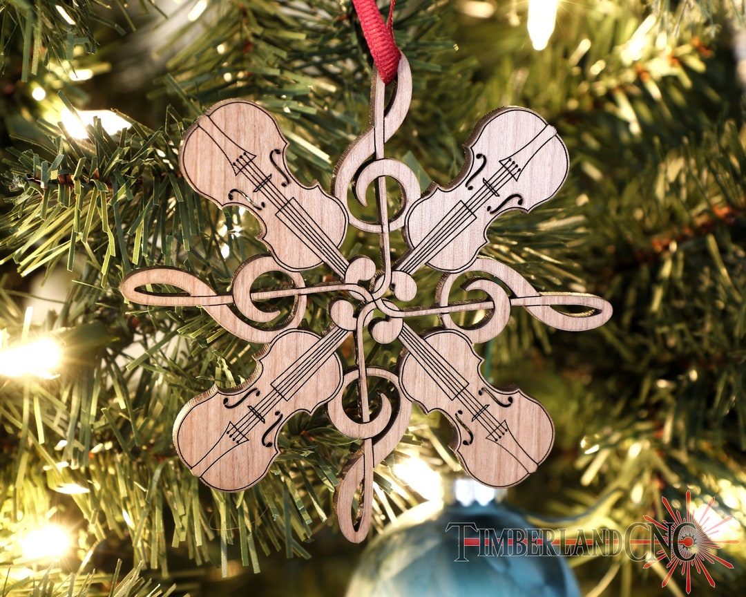 Treble Clef Violin Ornament, Fiddle, Musical Snowflake Ornament, SVG ...
