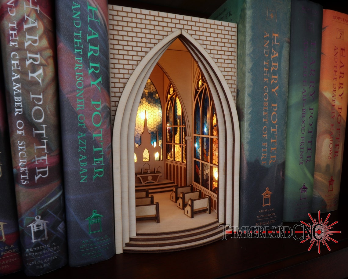 Church Book Nook Cathedral DIY Kit Bookshelf Insert - Etsy