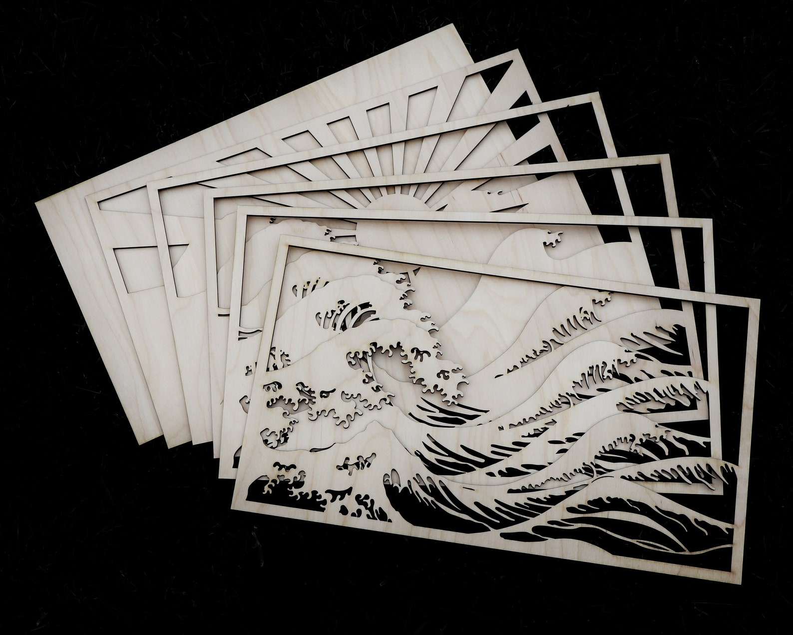 Great Wave Layered SVG Cut File for Cricut Glowforge Laser. - Etsy