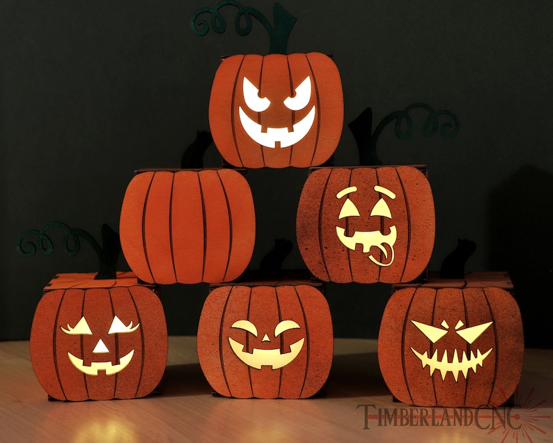 Pumpkin / Jack-o'-lantern Candy Box, Laser Cutting File. Halloween SVG ...