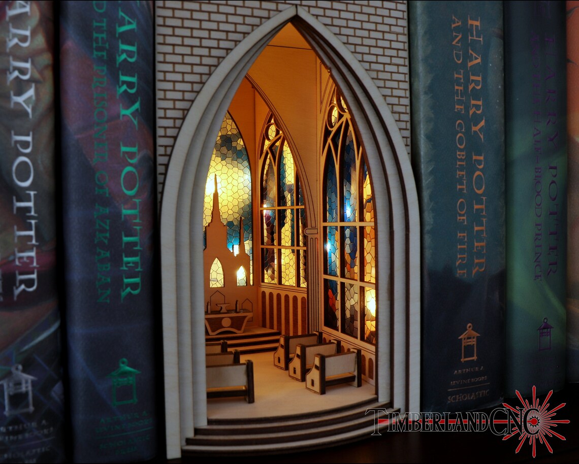 Church Book Nook Cathedral DIY Kit Bookshelf Insert - Etsy