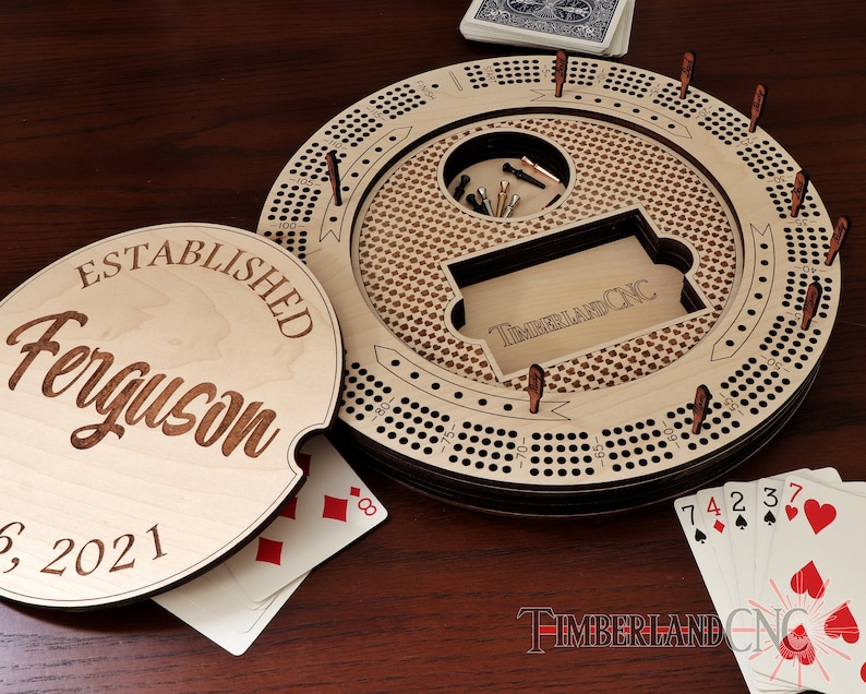 Cribbage Board With Storage Round SVG Laser Cutting File - Etsy