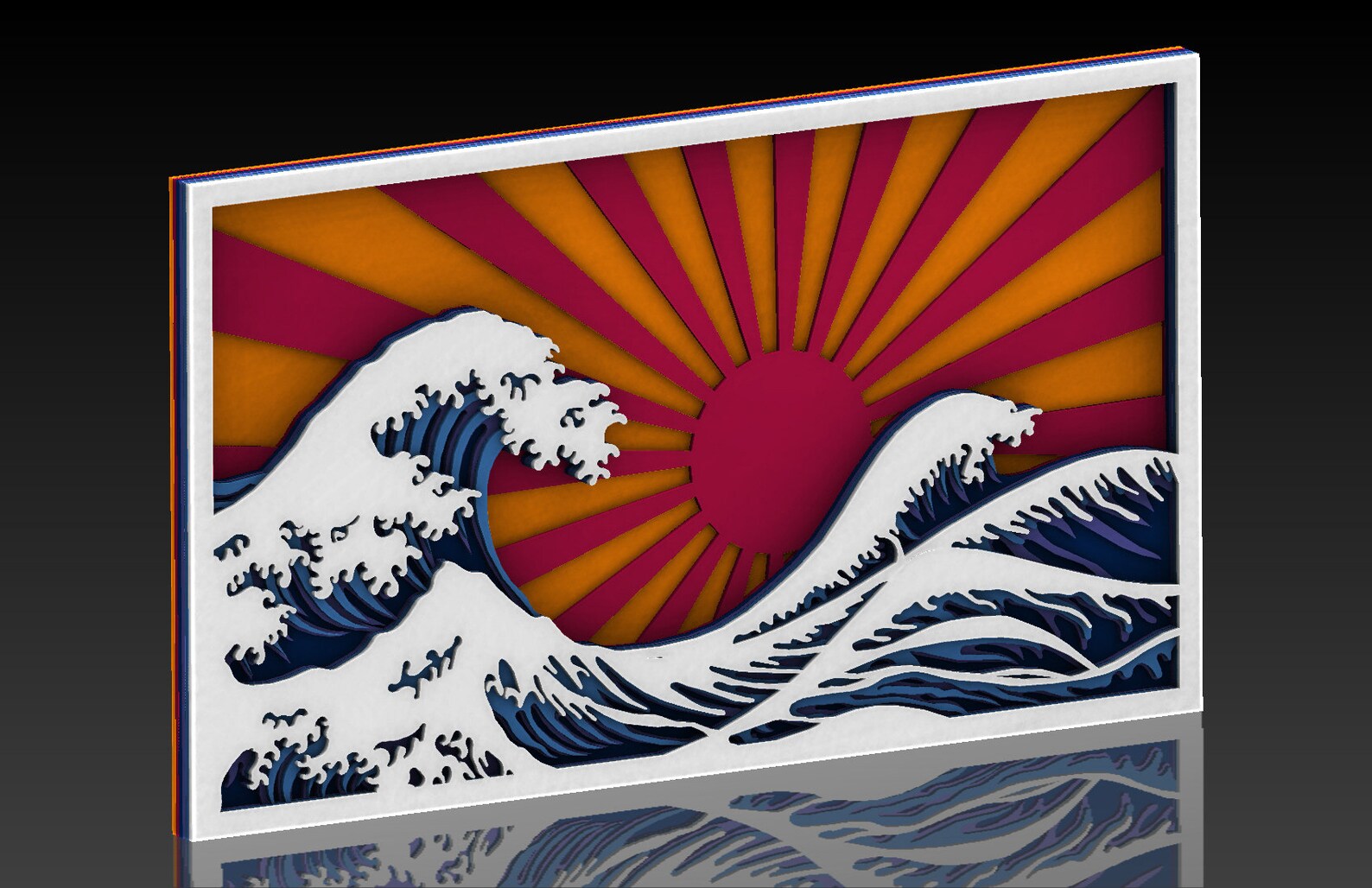 Great Wave Layered SVG Cut File for Cricut Glowforge Laser. - Etsy