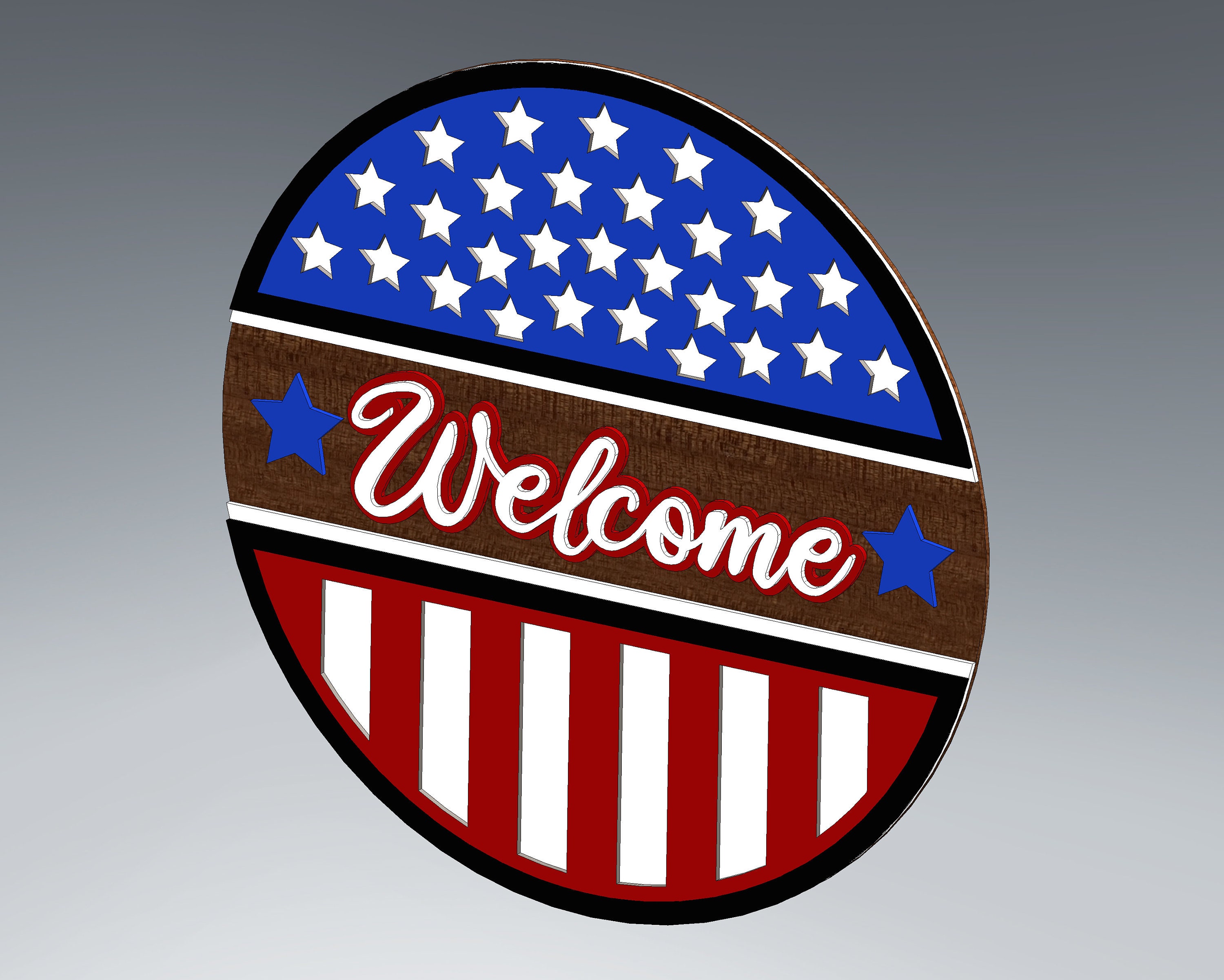 Round Welcome Sign July 4th Patriotic SVG Laser Cutting - Etsy