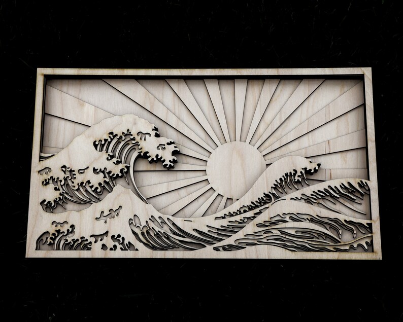 Great Wave Layered SVG Cut File for Cricut Glowforge Laser. - Etsy