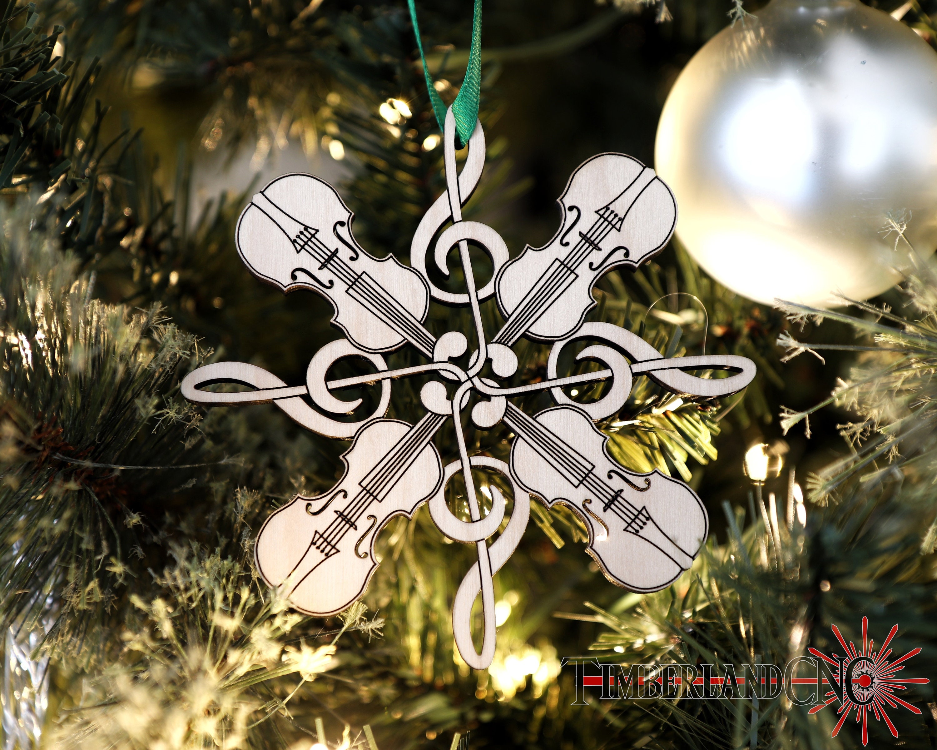 Treble Clef Violin Ornament, Fiddle, Musical Snowflake Ornament, SVG ...