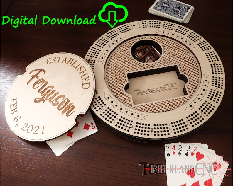 Cribbage Board With Storage Round SVG Laser Cutting File - Etsy