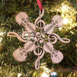 Treble Clef Violin Ornament, Fiddle, Musical Snowflake Ornament, SVG ...