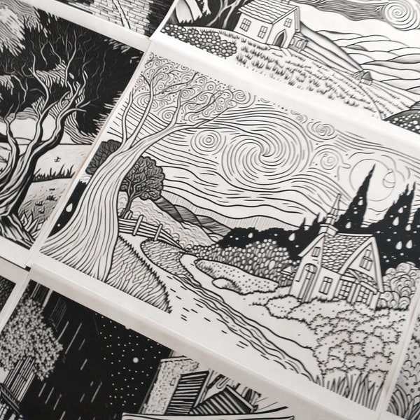 Coloring Pages for Adults Van Gogh - Etsy