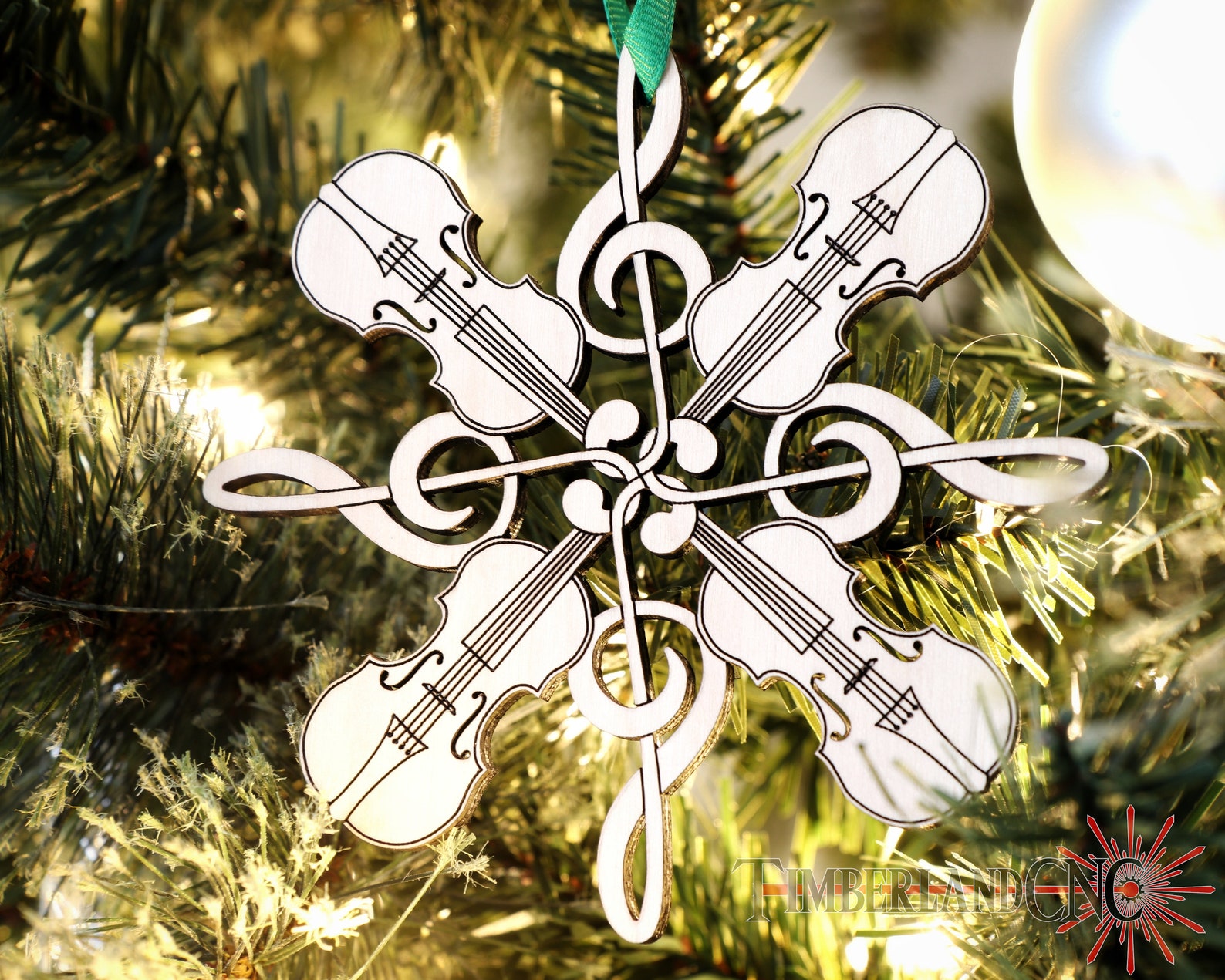 Treble Clef Violin Ornament, Fiddle, Musical Snowflake Ornament, SVG ...