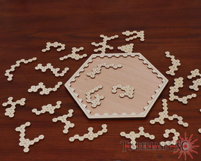 Hexagon Puzzle, Tangle Puzzle, Jigsaw, SVG, Laser Cutting File - Etsy