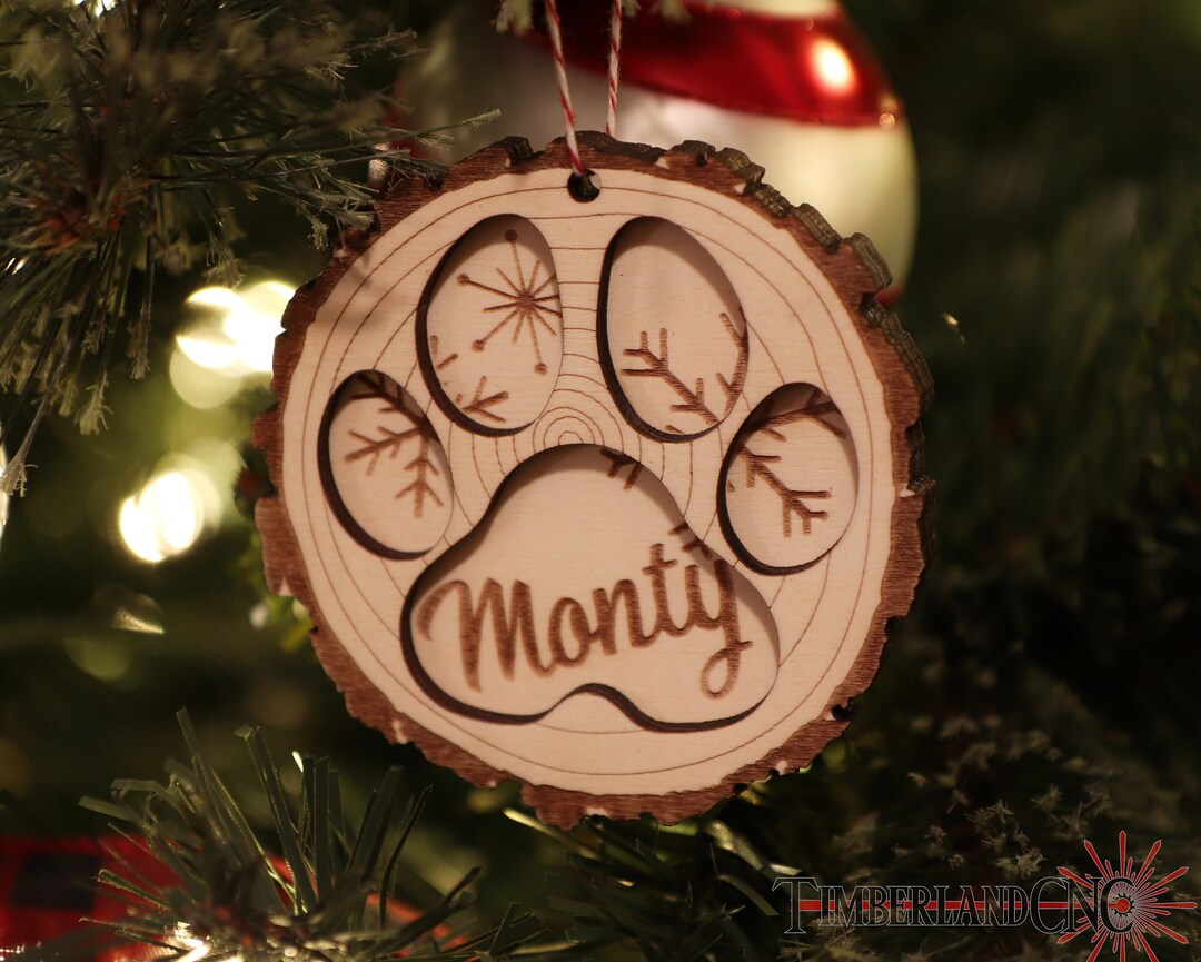 Paw Print Ornament, Tree Slice, SVG, Laser Cutting File - Etsy