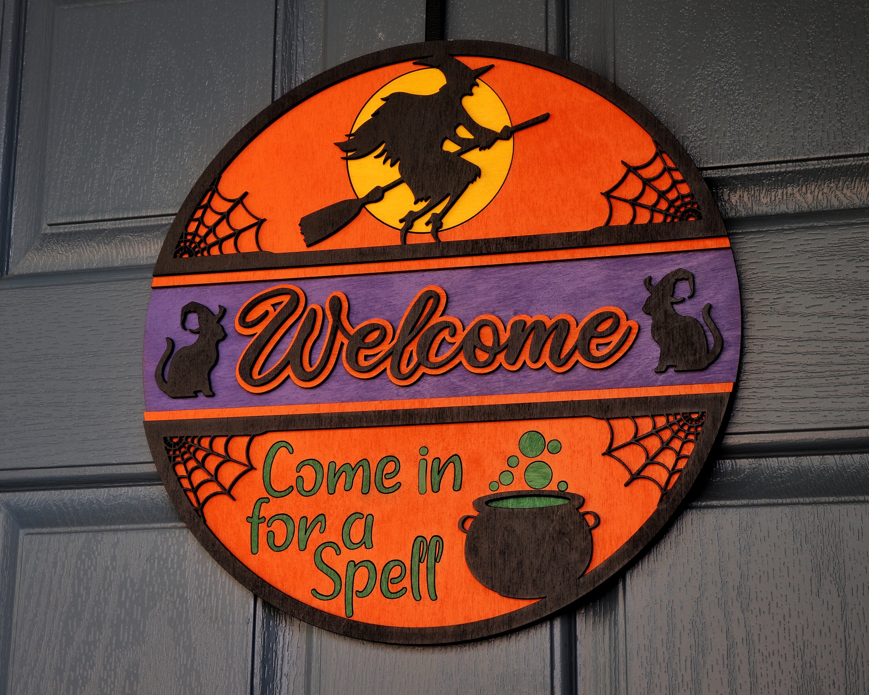 Round Welcome Sign, Halloween, Witch, SVG, Laser Cutting File - Etsy