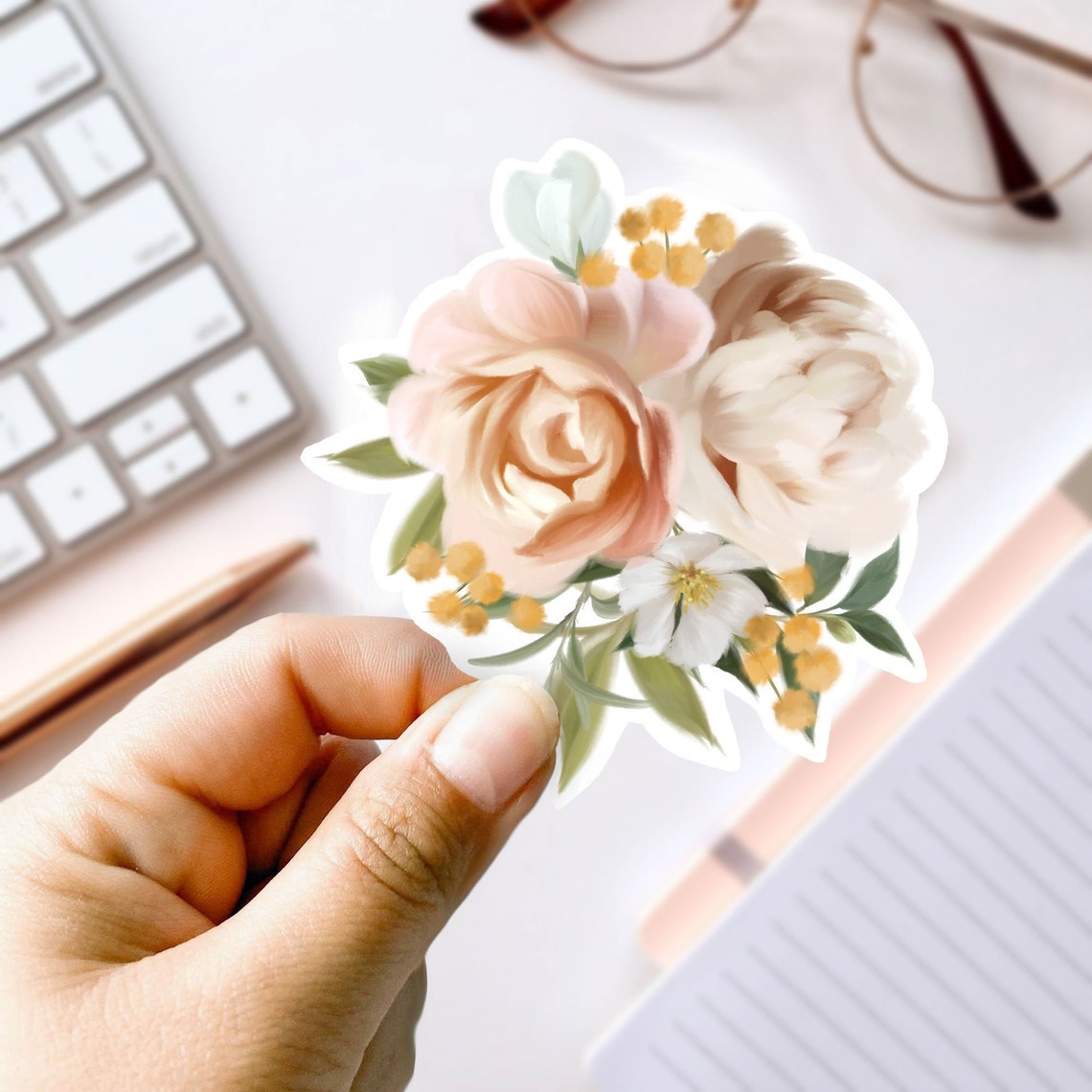 Pink Peony Flower Sticker Floral Sticker Laptop Sticker - Etsy