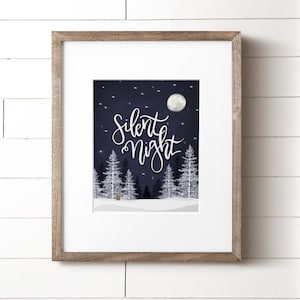 Silent Night Art Print, Christmas Artwork, Silent Night Christmas Decor ...