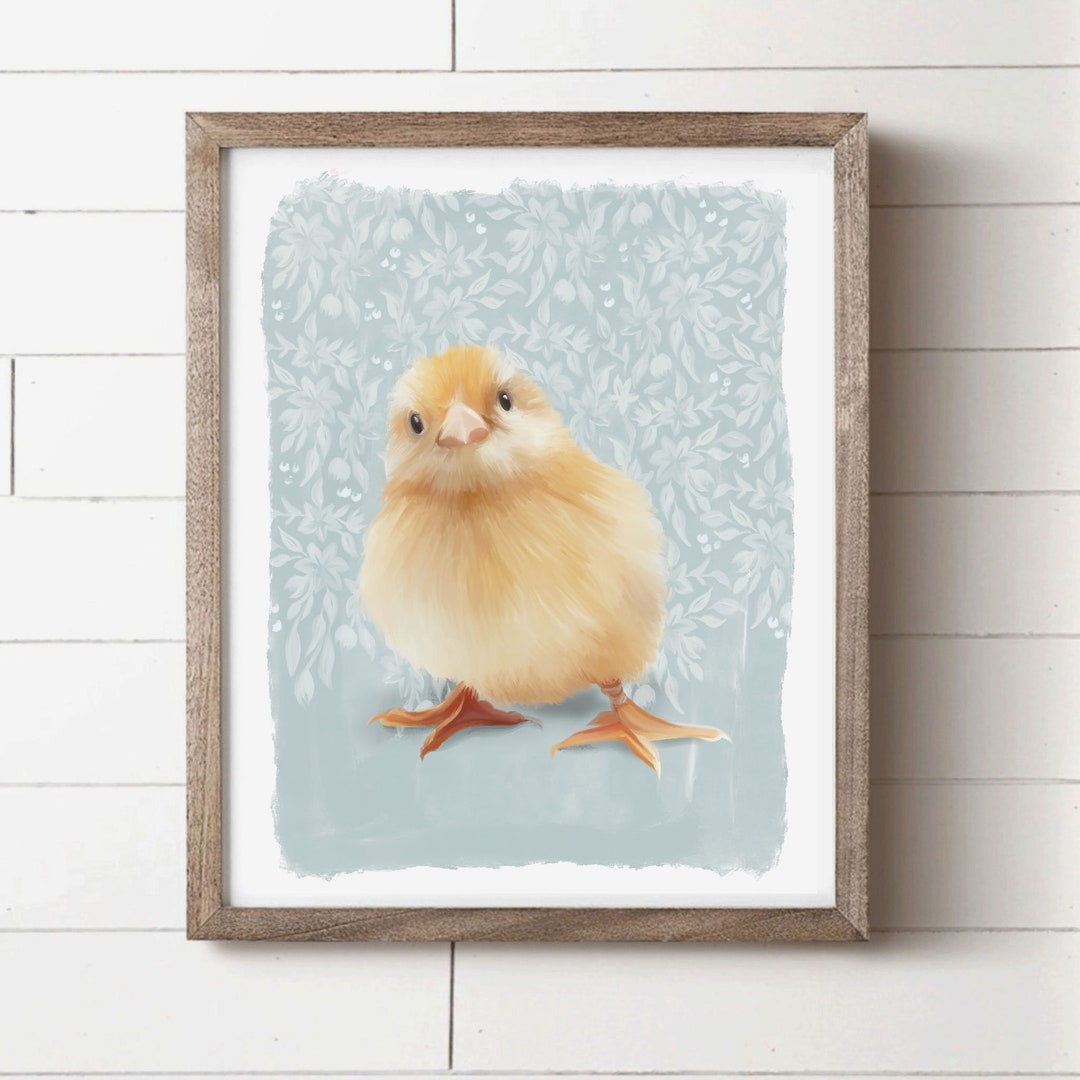 Baby Chick Art Print, Chicken Art, Spring Art, Farmhouse Decor Wall Art ...