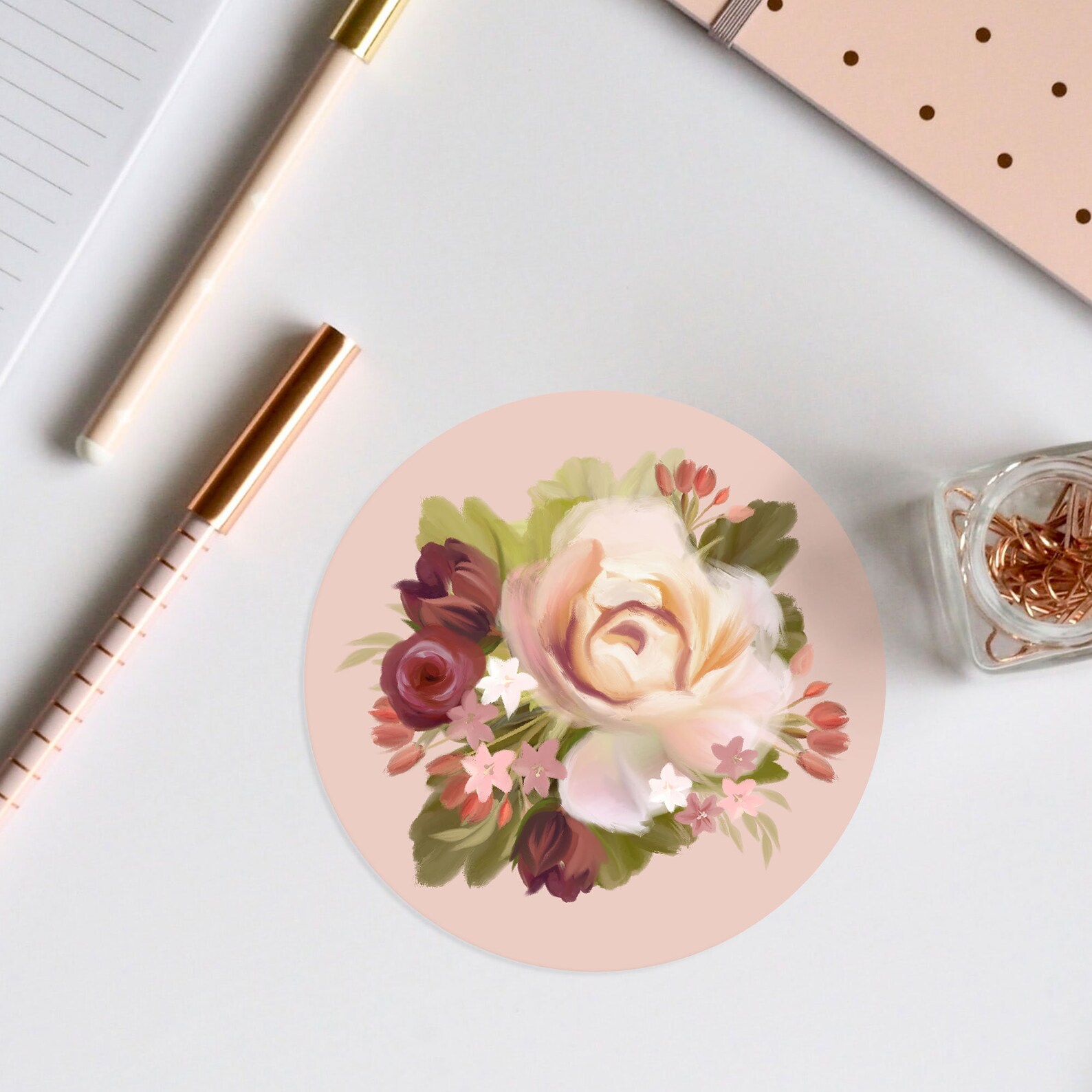 Pink Floral Sticker 3x3 In. Round Flower Sticker Laptop - Etsy
