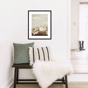 Goose in the Garden Art Print, Goose Themed Nursery, Vintage Inspired ...