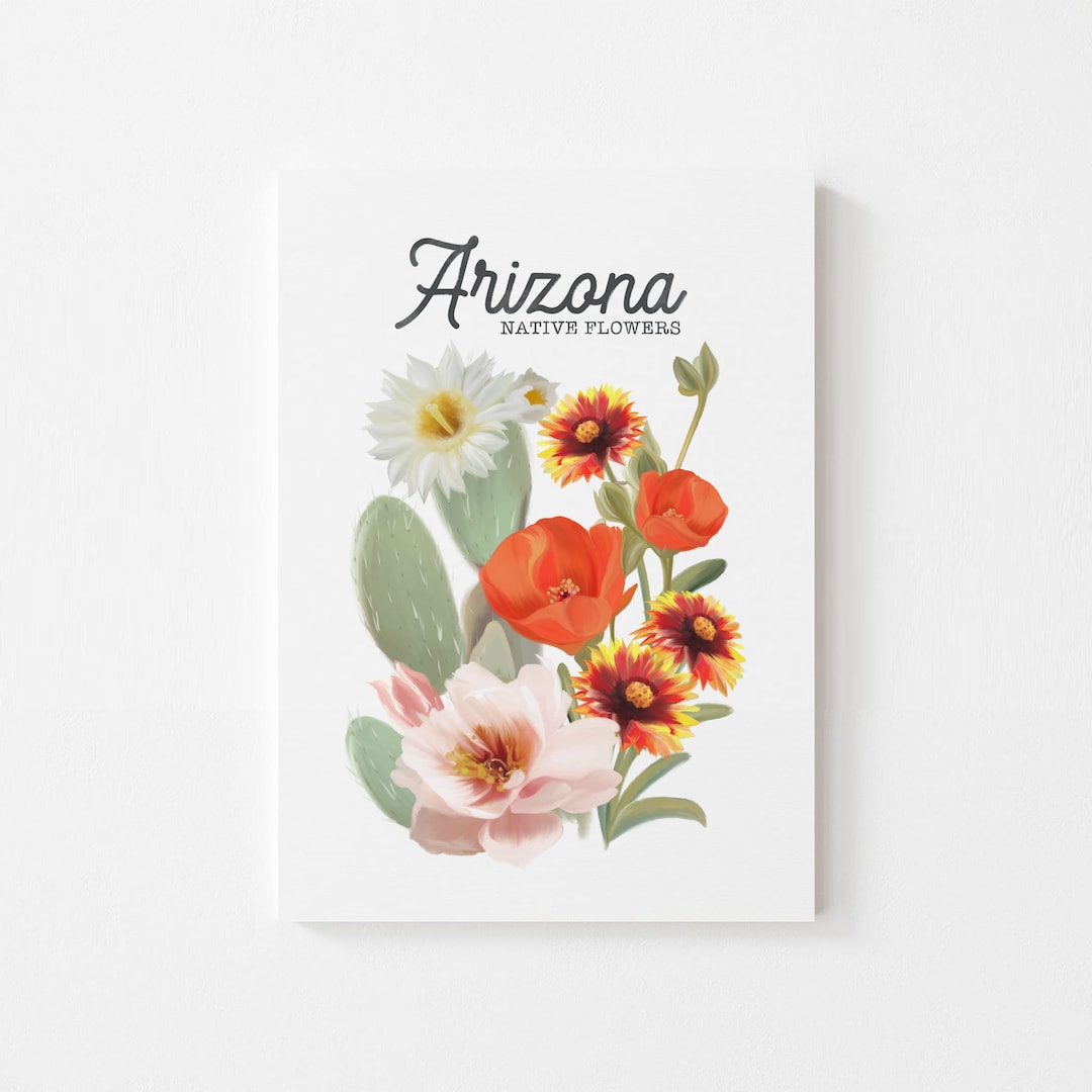 Arizona Flower Art Print, State Flowers Art, Arizona Art, State Artwork ...