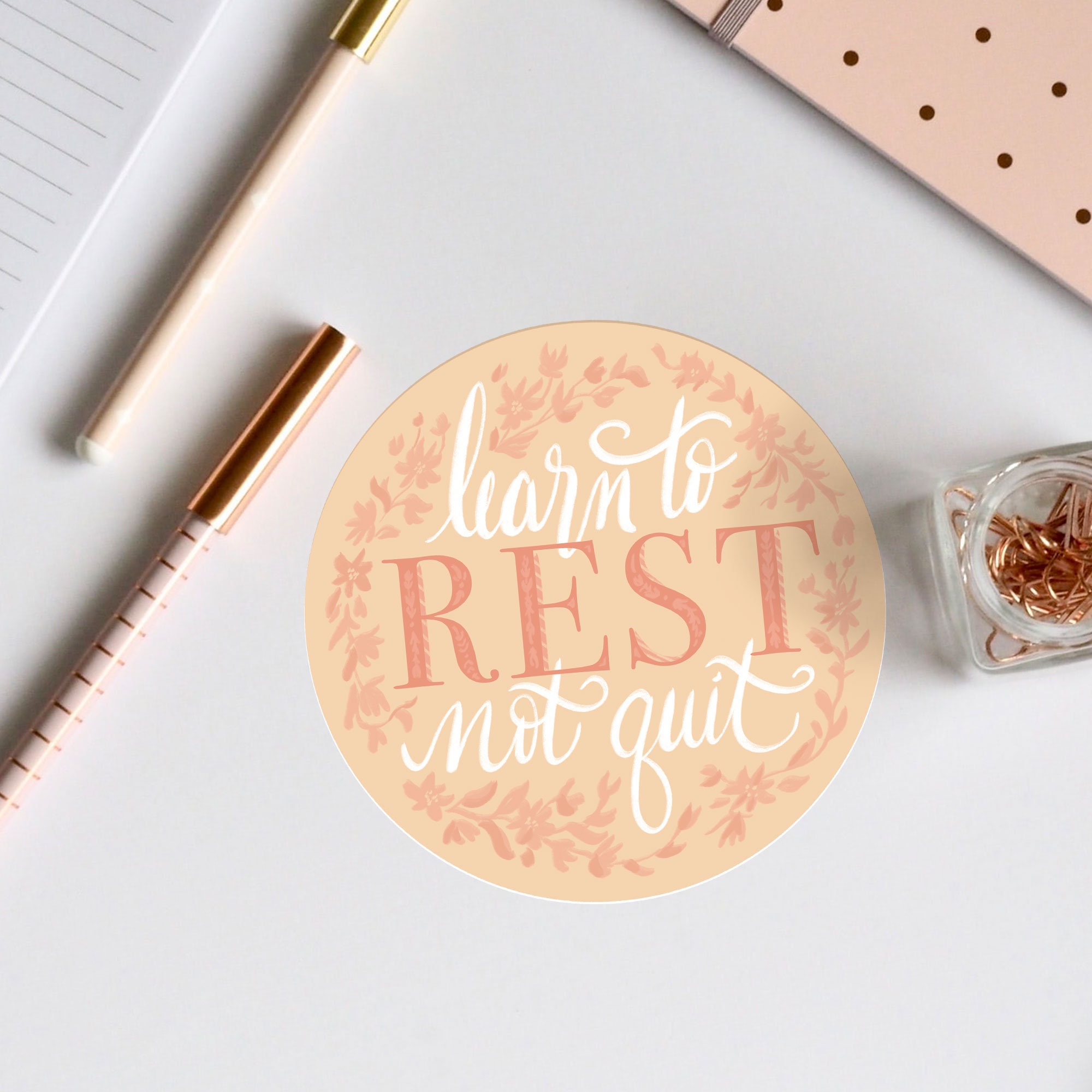 Peach Floral Sticker 3x3 In. Round Flower Sticker Laptop - Etsy