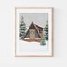 Rustic A Frame Cabin, Winter Christmas Art Print, Holiday Decor ...