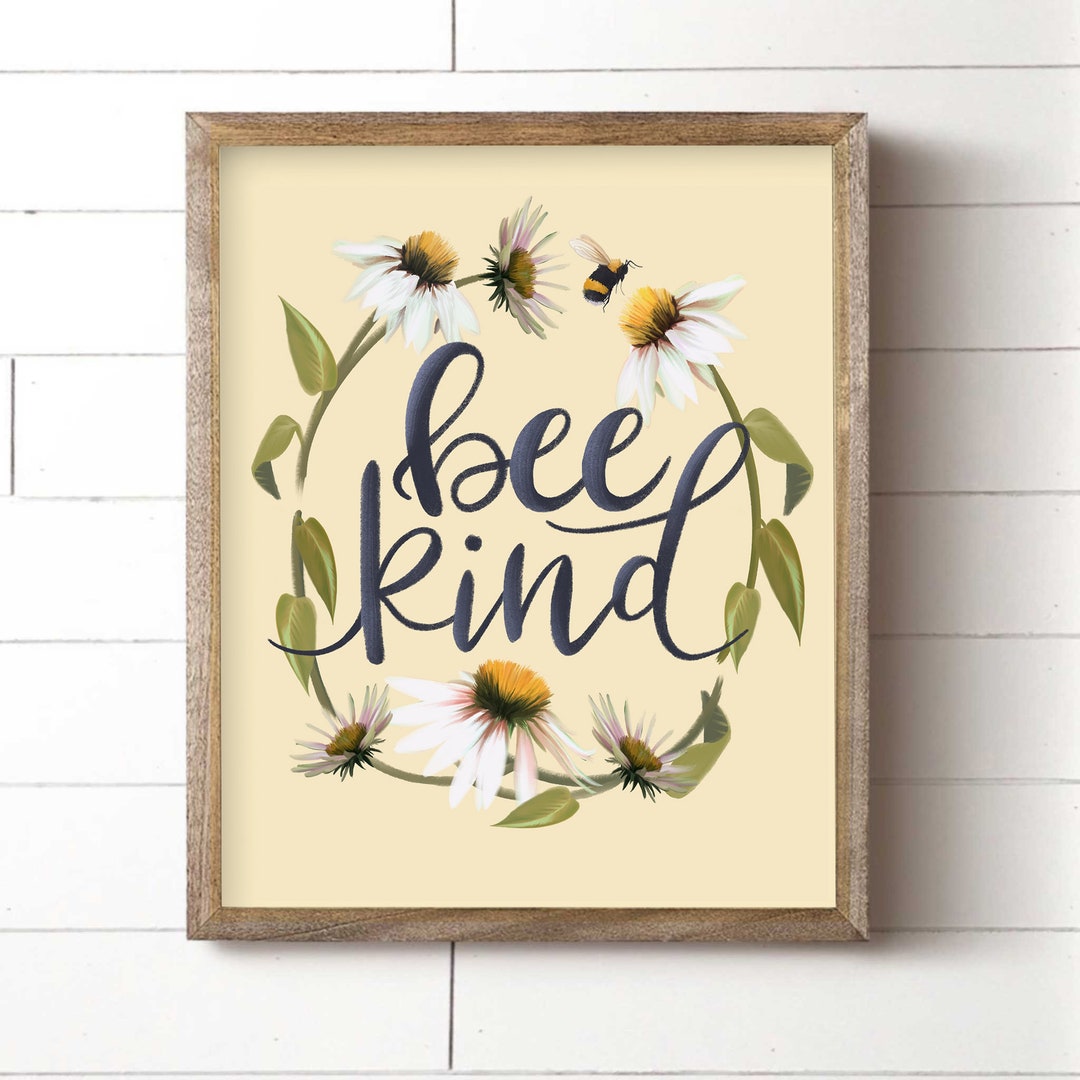 Bee Kind Art Print, Be Kind Artwork Print, Honey Bee Art Print ...