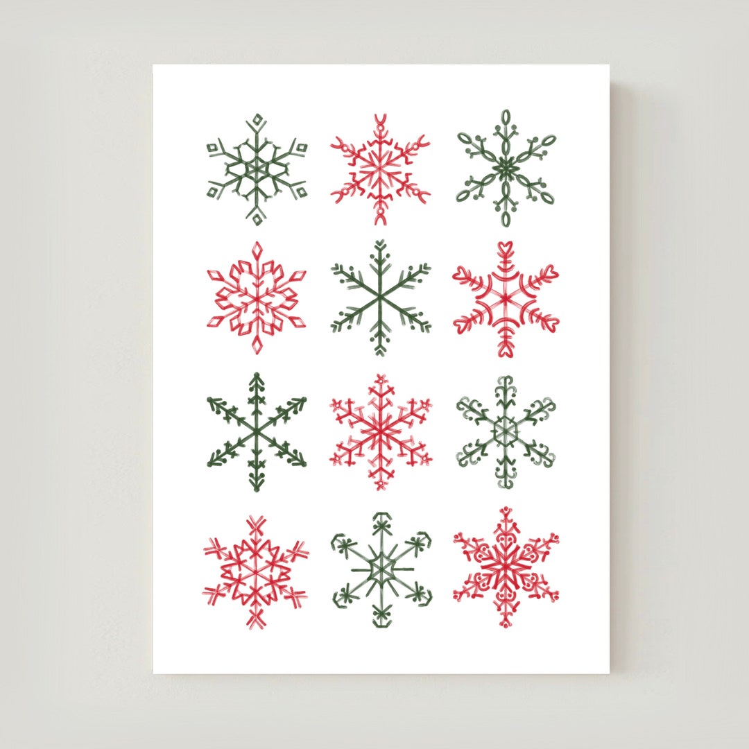 Snowflake Print, Snow Art, Christmas Art Print, Snowflakes Art, Holiday ...