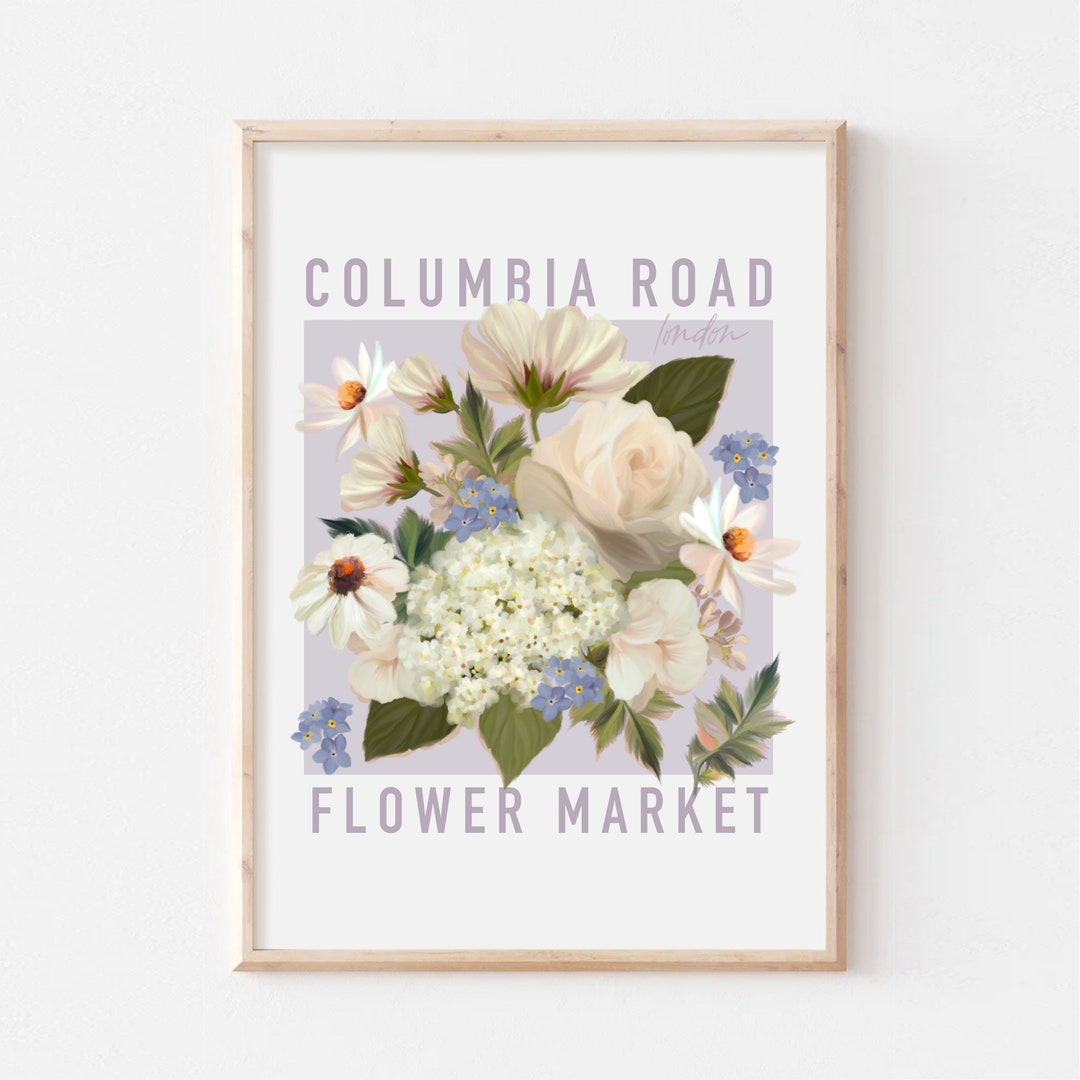 London Flower Market Art Print, Flower Painting, Garden Wall Art ...