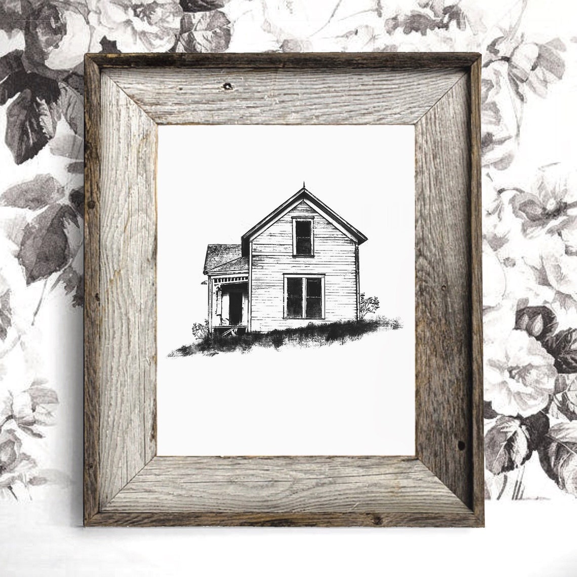 Farm House Art Print Rustic Farmhouse Wall Decor Black and | Etsy