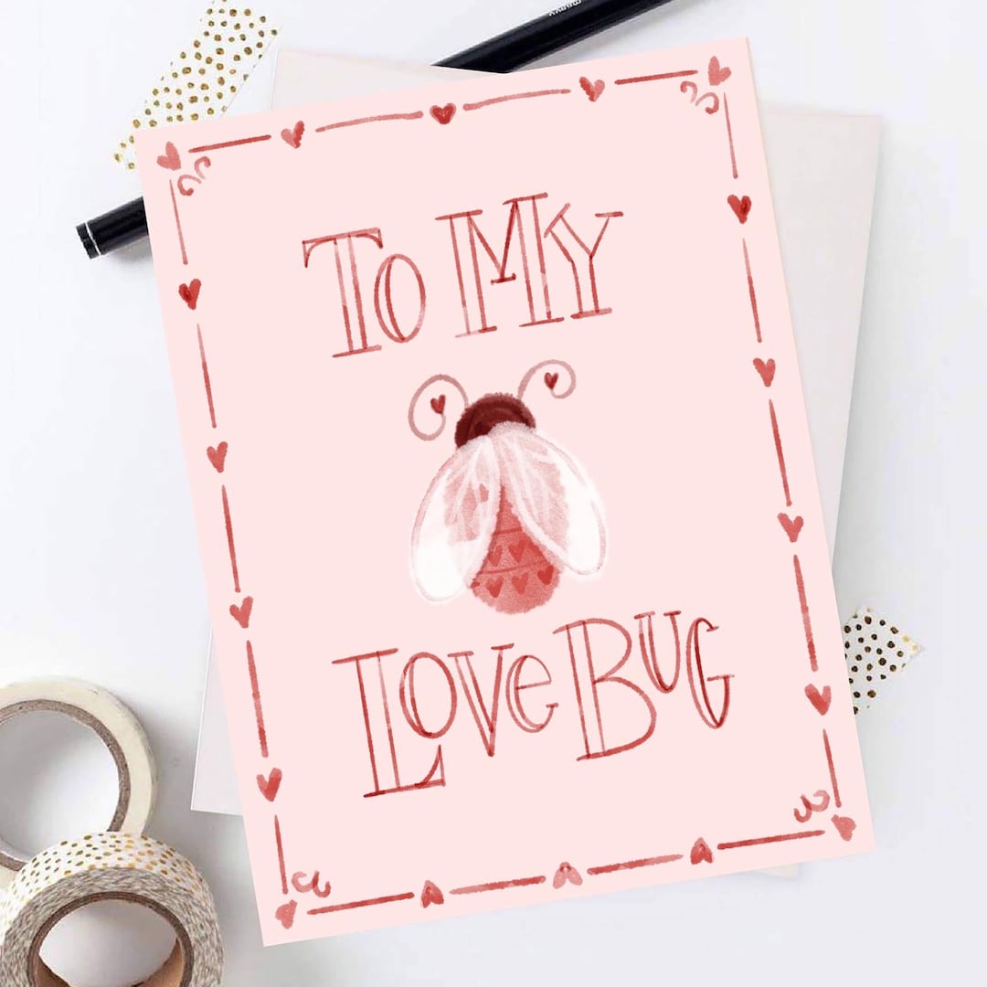 Love Bug Card Valentine Card Valentines for Kids Lady Bug - Etsy