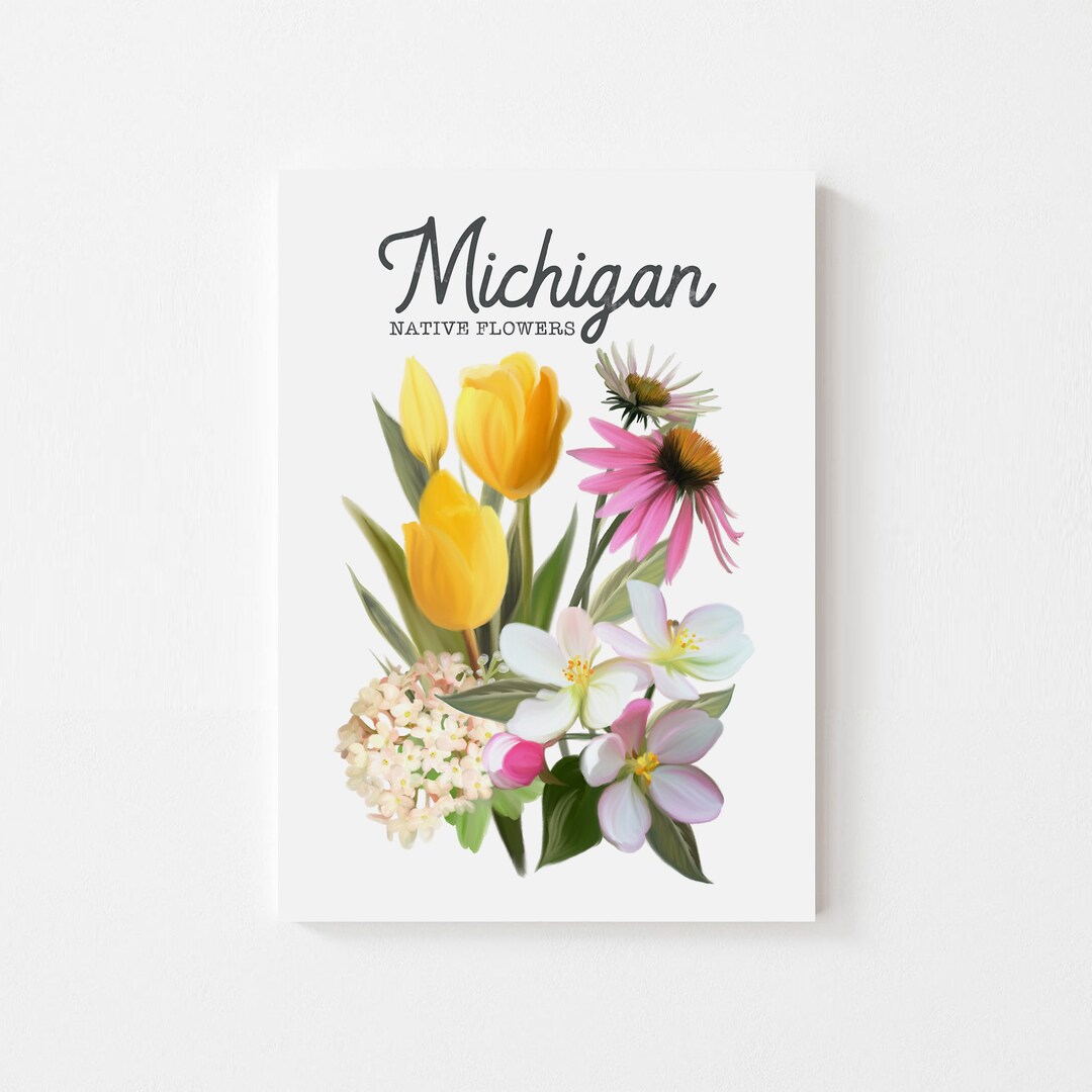 Michigan Flower Art Print State Flowers Art Michigan Art - Etsy Österreich