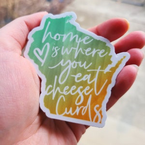 Wisconsin Home Sticker, Eat Cheese Curds, Wisconsin Laptop Sticker, WI ...