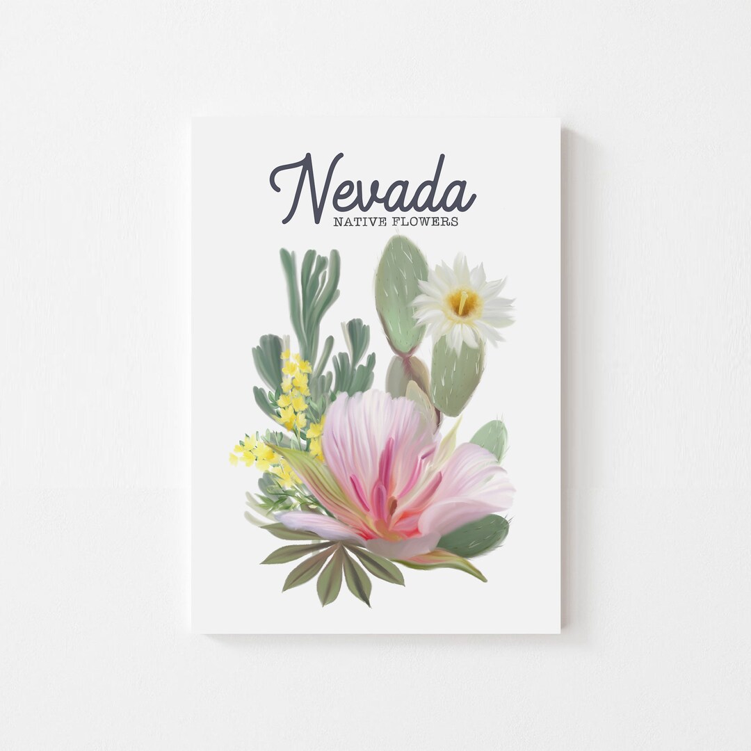 Nevada Flower Art Print, State Flowers Art, Nevada Art, State Artwork ...